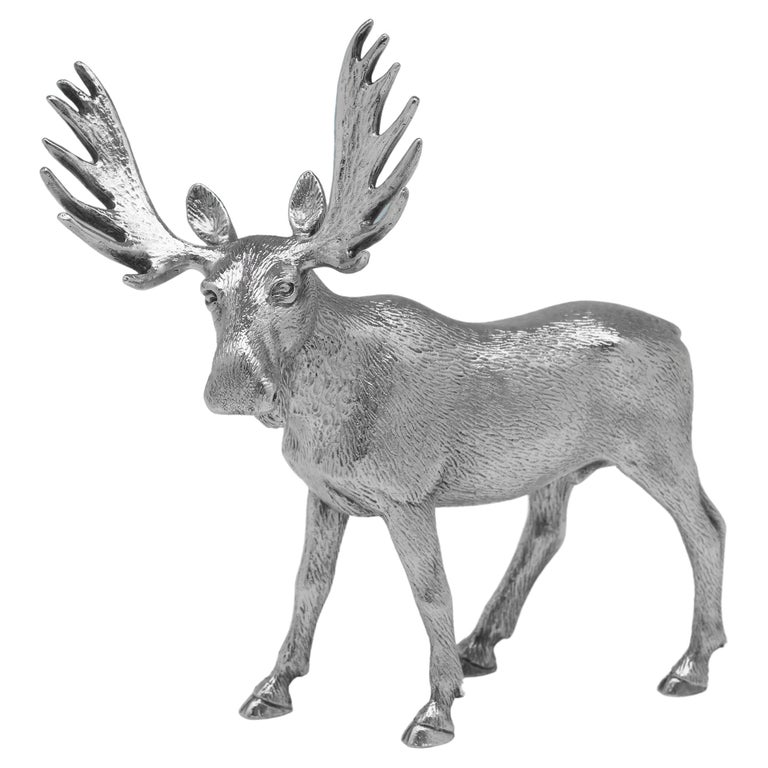 Handsome Cast Sterling Silver Model of a Moose - A. E. Jones ...
