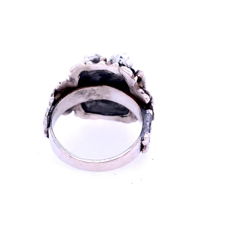 Sterling Silver Multi-Stone Flower Cluster Ring at 1stDibs