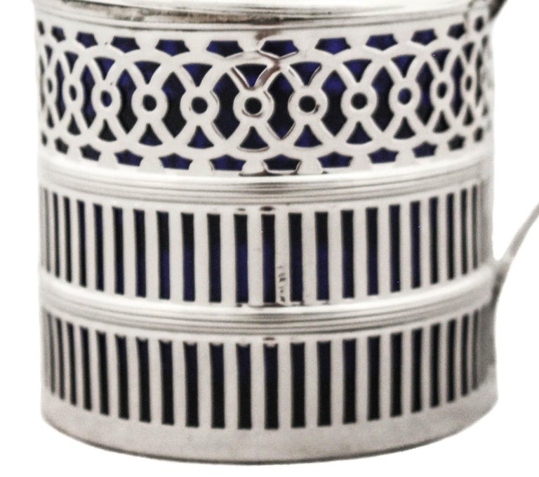 Sterling Silver Mustard Jar with Spoon For Sale at 1stDibs
