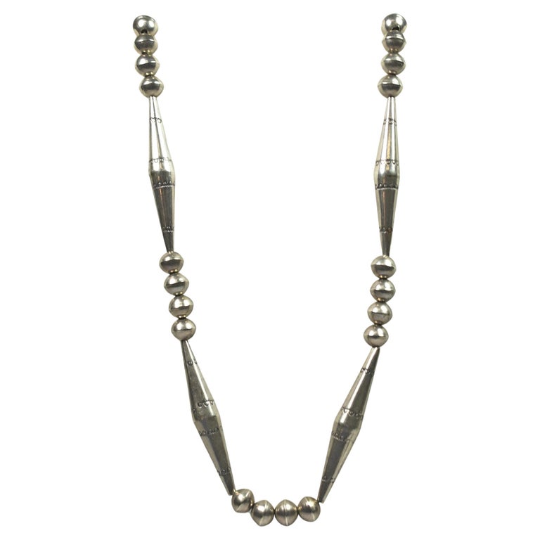 Sterling Silver Navajo 28" long Necklace For Sale at 1stDibs