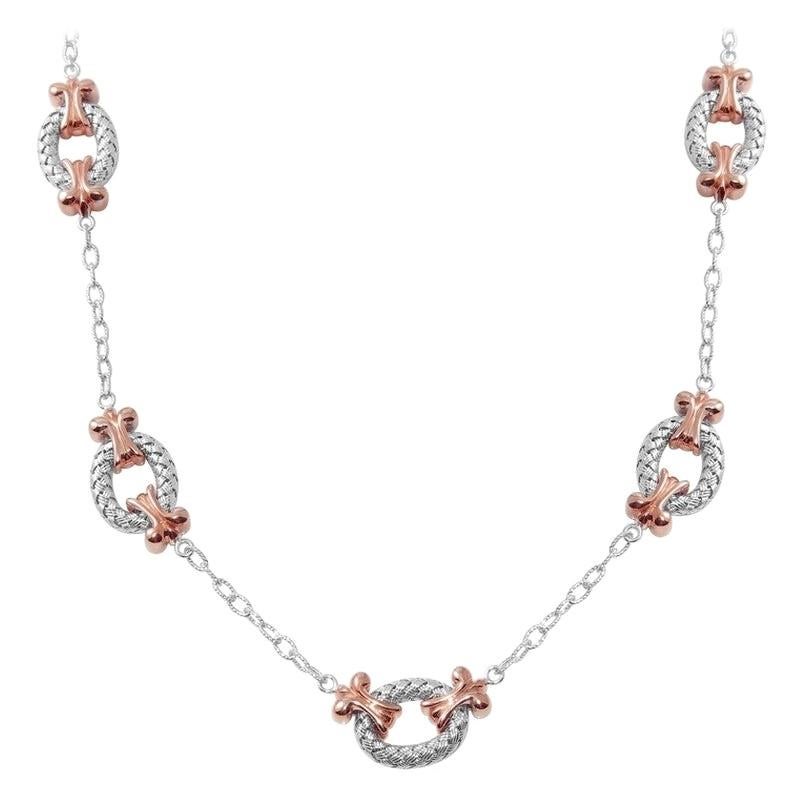 Diamond Rose Gold and Silver Lock and Key Necklace For Sale at 1stDibs