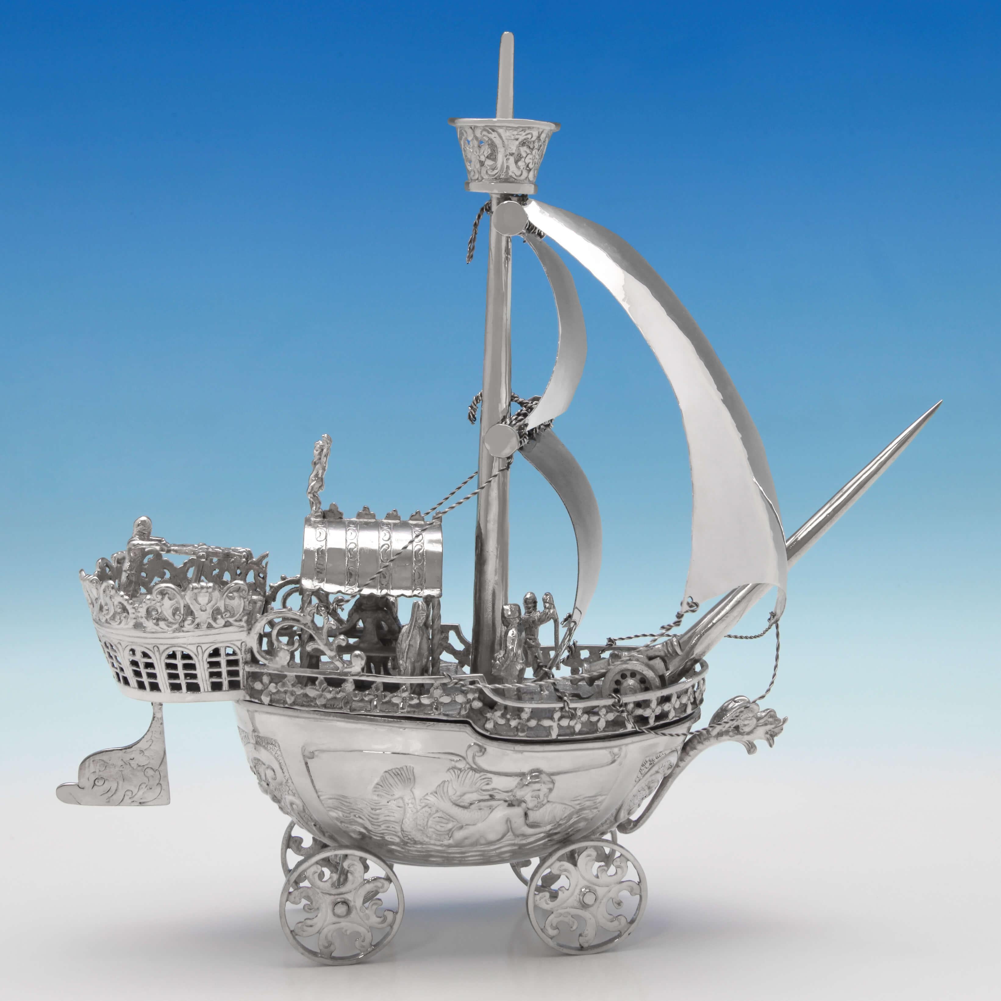 George V Antique Sterling Silver Nef by Berthold Muller at 1stDibs