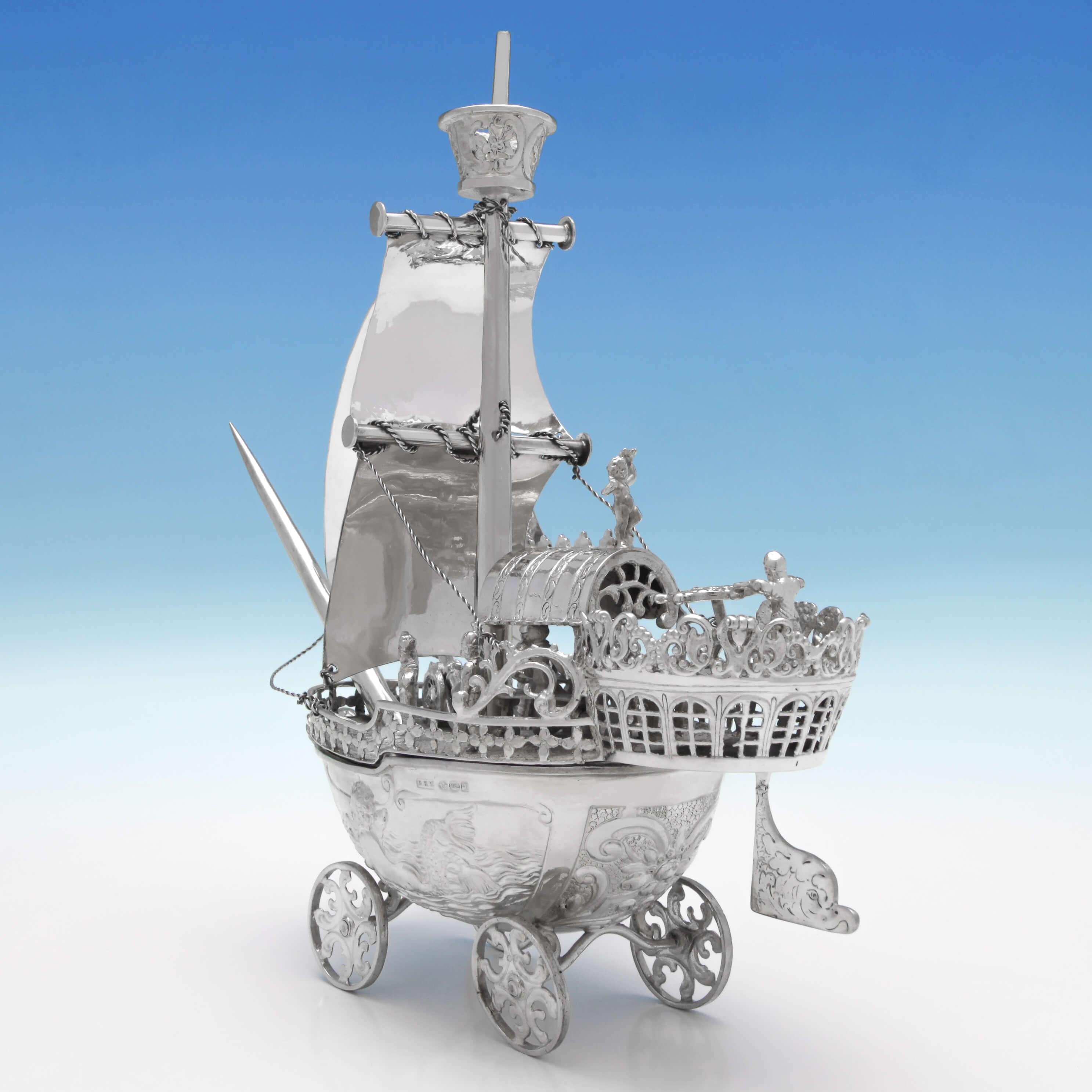 George V Antique Sterling Silver Nef by Berthold Muller at 1stDibs