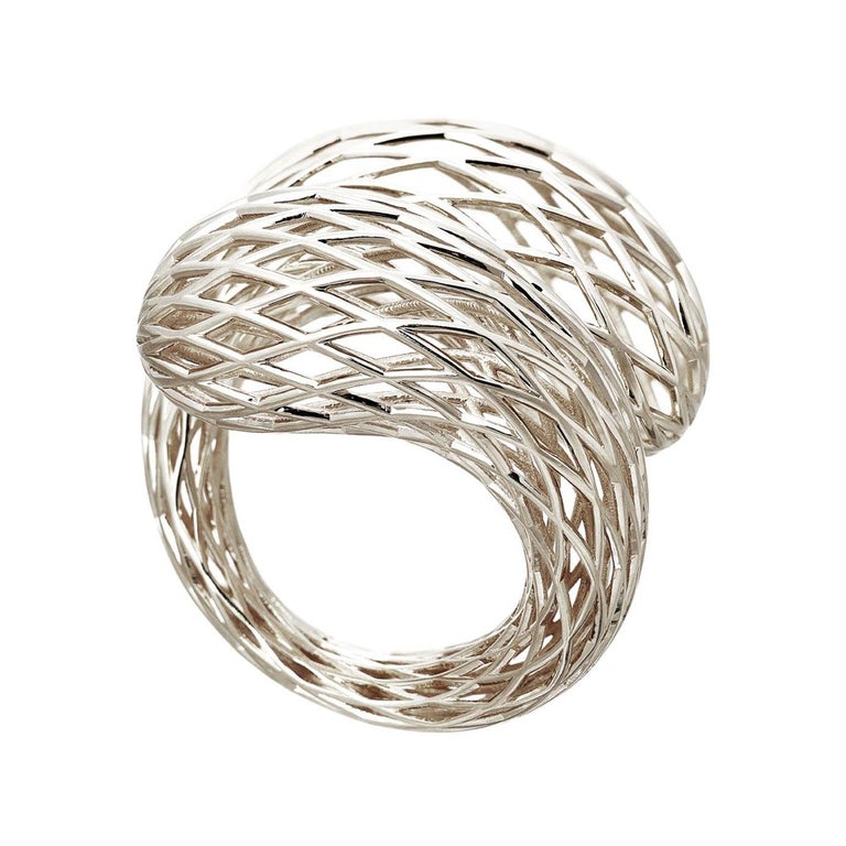 Customizable Sterling Silver Net Ring Aenea Jewellery For Sale at 1stDibs