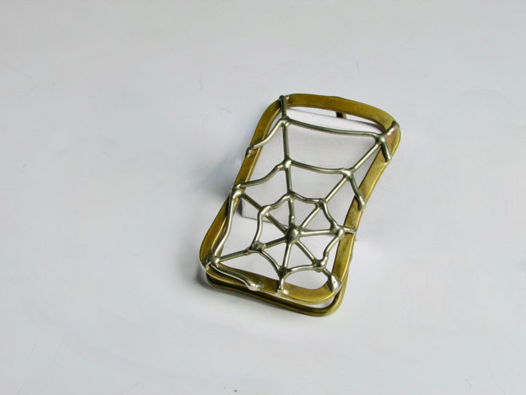 Sterling Silver on Brass Spider Web Belt Buckle Signed Baldwin For Sale ...