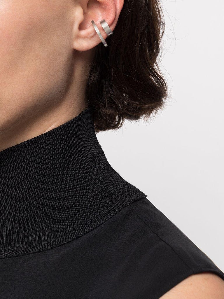 Sterling Silver Open Lines wide Ear cuff Earring For Sale at 1stDibs