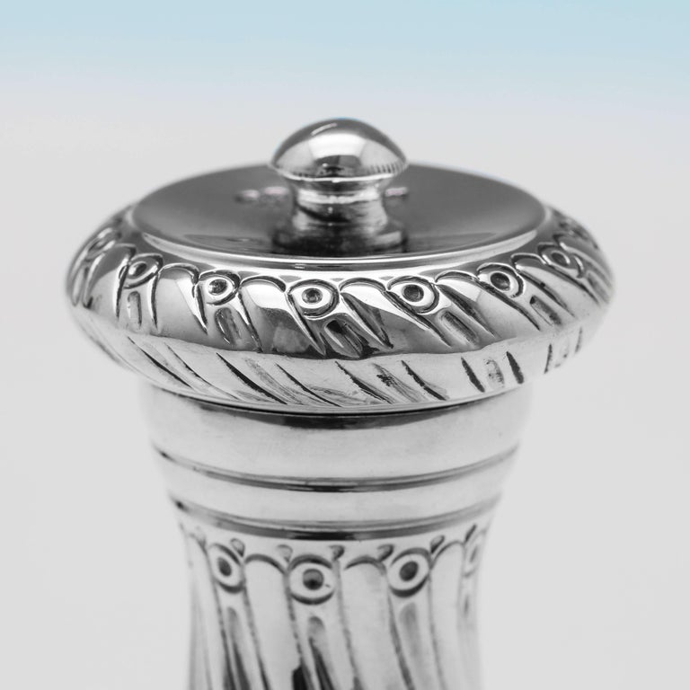 Edwardian Antique Ornate Sterling Silver Pepper Grinder from 1904 at ...