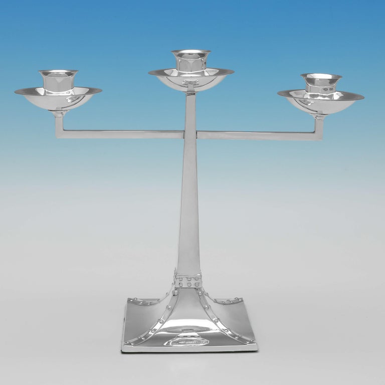 Rivet Design - Rare Antique Sterling Silver Candelabra - J. Dixon 1908/ ...
