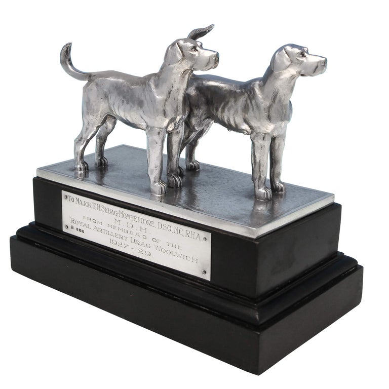 Military Interest - Sterling Silver Pair of Hound Dogs from London in ...