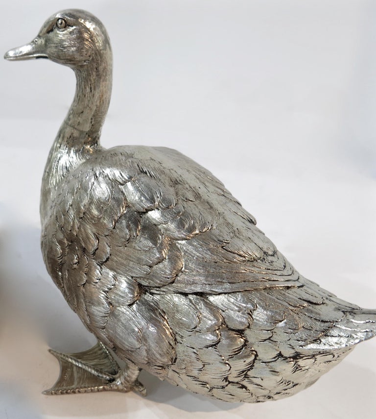 Sterling Silver Pair of Ducks at 1stDibs
