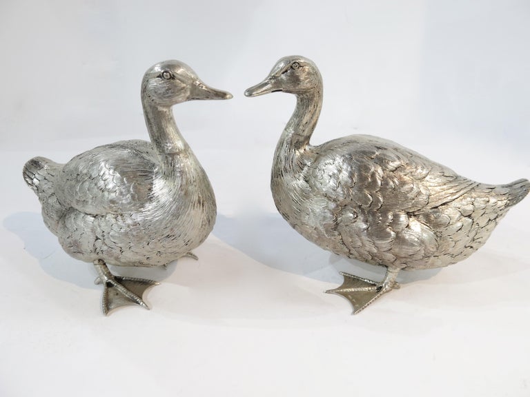 Sterling Silver Pair of Ducks at 1stDibs