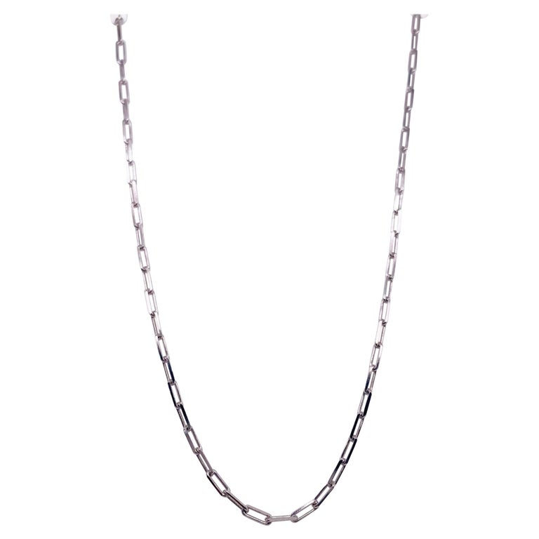 Sterling Silver Paper Clip Chain Necklace with Adjustable Bolo For Sale ...