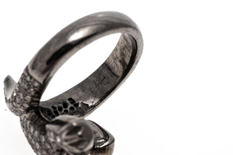 Sterling Silver Pave Set Diamond Lizard Ring For Sale at 1stDibs