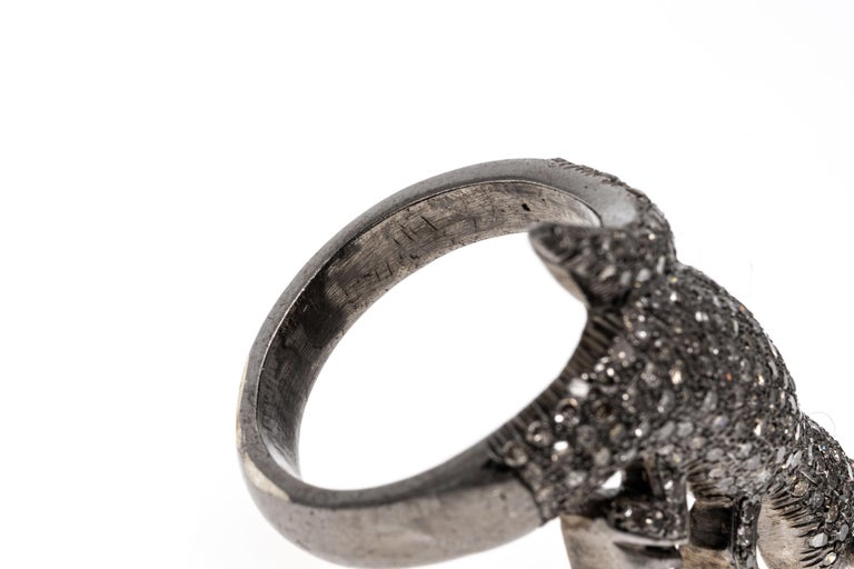 Sterling Silver Pave Set Diamond Lizard Ring For Sale at 1stDibs