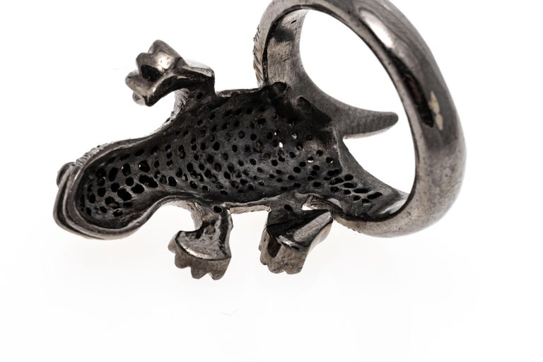 Sterling Silver Pave Set Diamond Lizard Ring For Sale at 1stDibs