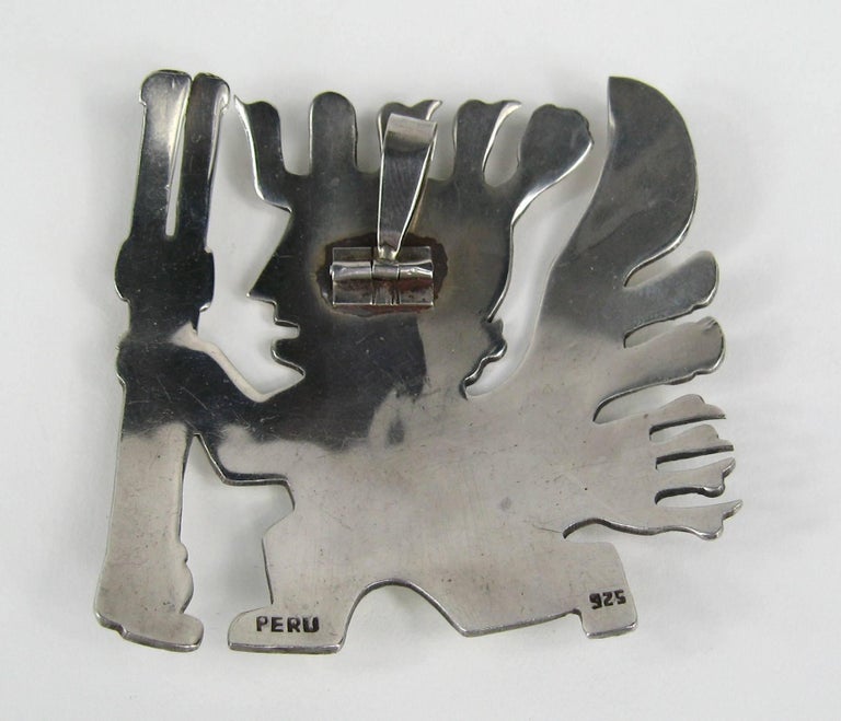 Sterling Silver Pendant Vintage Enamel Peru Peruvian Pendant For Sale ...