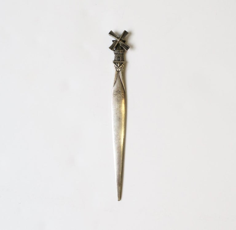Art Nouveau Sterling Silver Plate Windmill Letter Opener for KLM ...