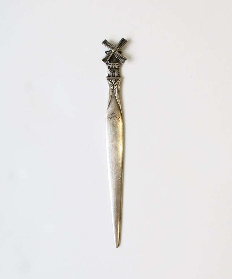 Art Nouveau Sterling Silver Plate Windmill Letter Opener for KLM ...