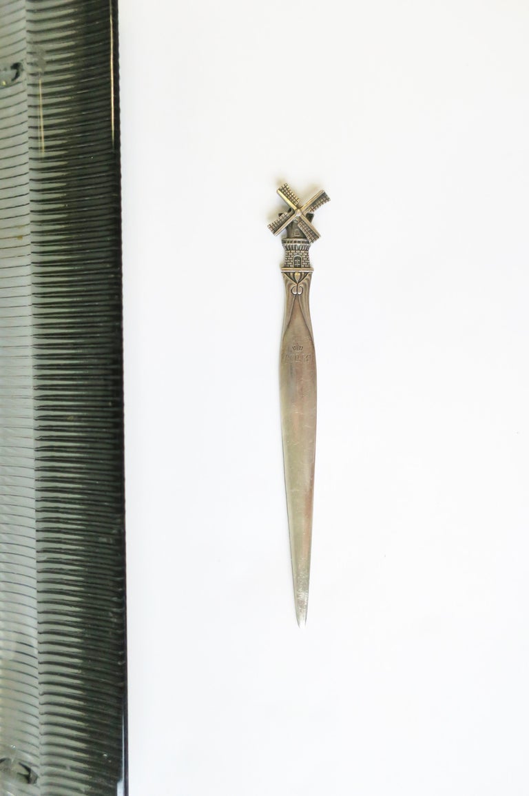 Art Nouveau Sterling Silver Plate Windmill Letter Opener for KLM ...
