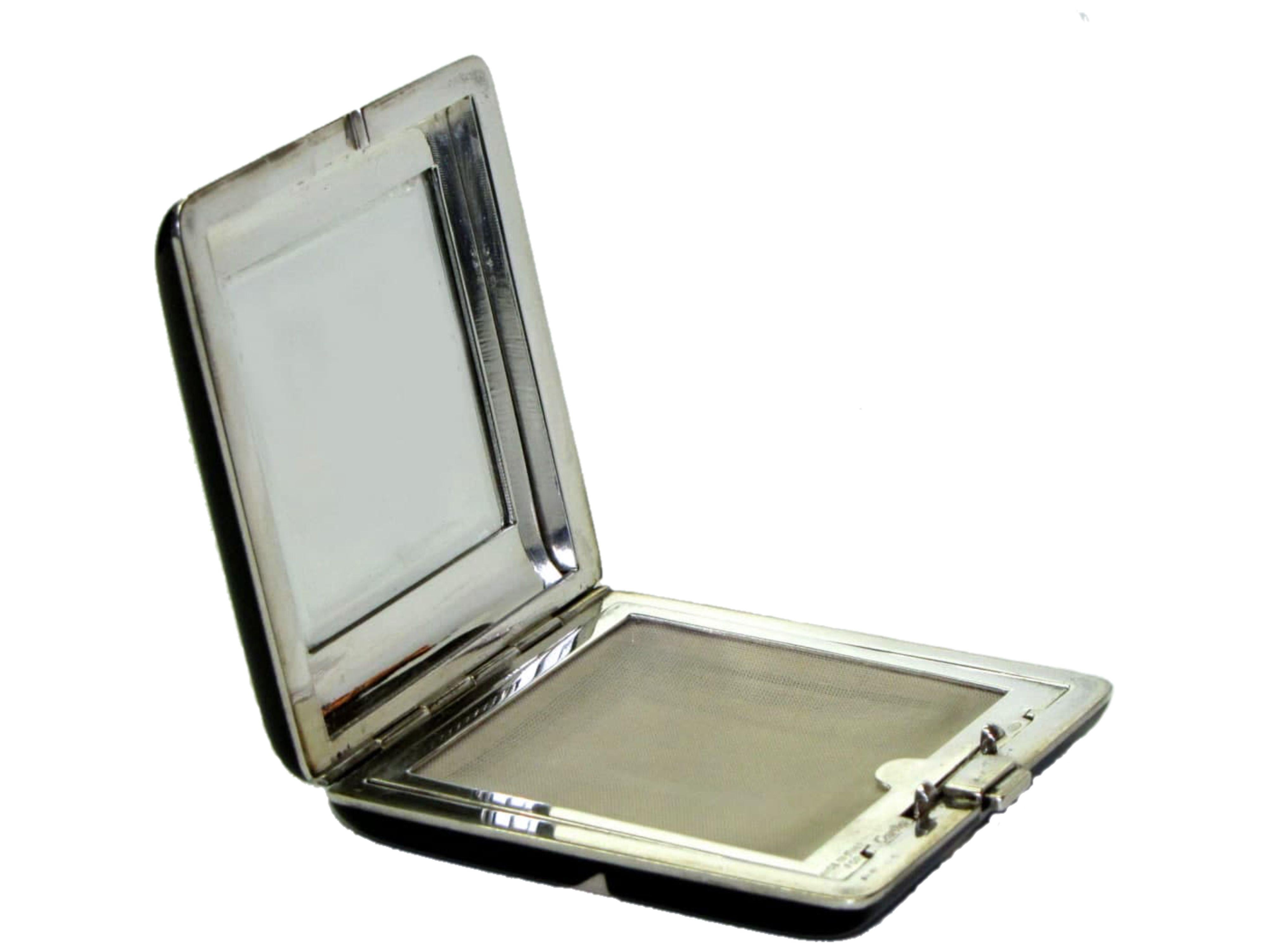 Sterling Silver Powder Case, Produced for Cartier, Fired Enamel ...