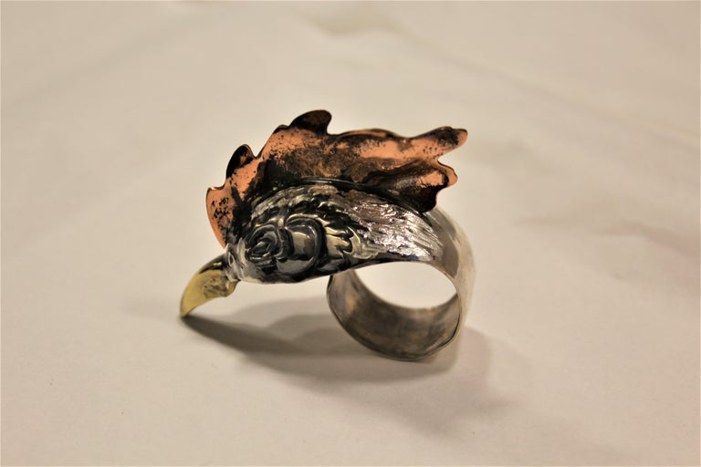 Ring, Rooster, Sterling Silver, Handcrafted, Italy For Sale at 1stDibs ...