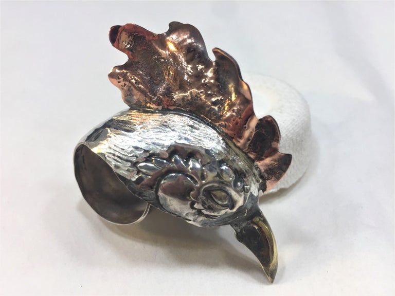Ring, Rooster, Sterling Silver, Handcrafted, Italy For Sale at 1stDibs ...