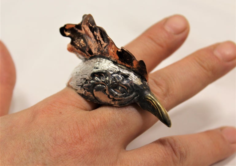 Ring, Rooster, Sterling Silver, Handcrafted, Italy For Sale at 1stDibs ...