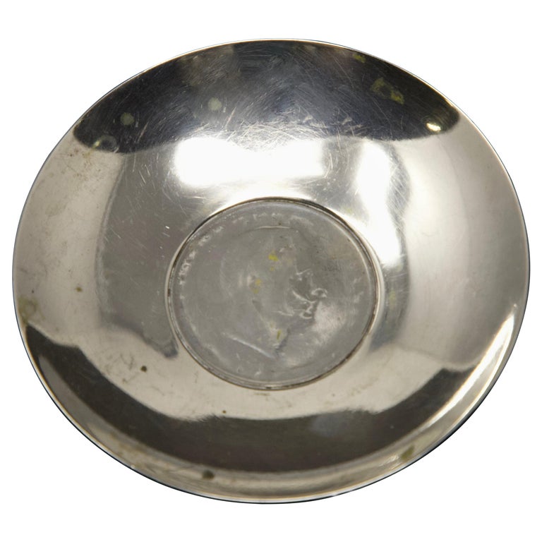 Sterling Silver Romania Coin Dish For Sale at 1stDibs