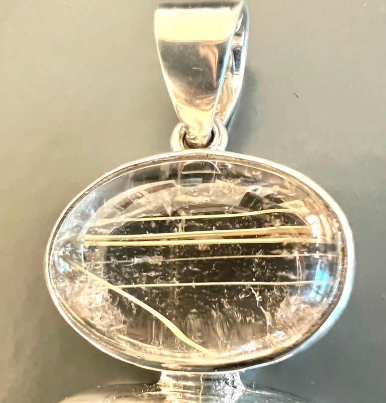 Sterling Silver Rutilated Quartz and Hypersthene Pendant For Sale at ...
