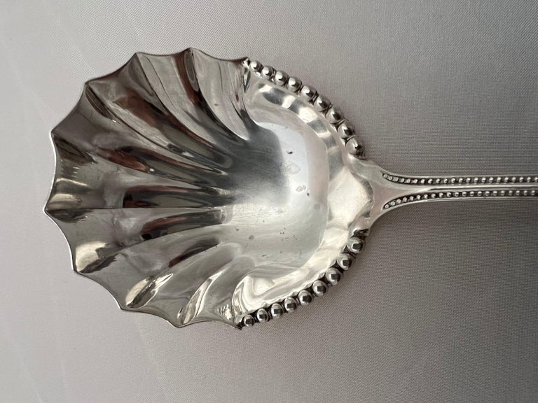Sterling Silver Scalloped Serving Spoon For Sale at 1stDibs