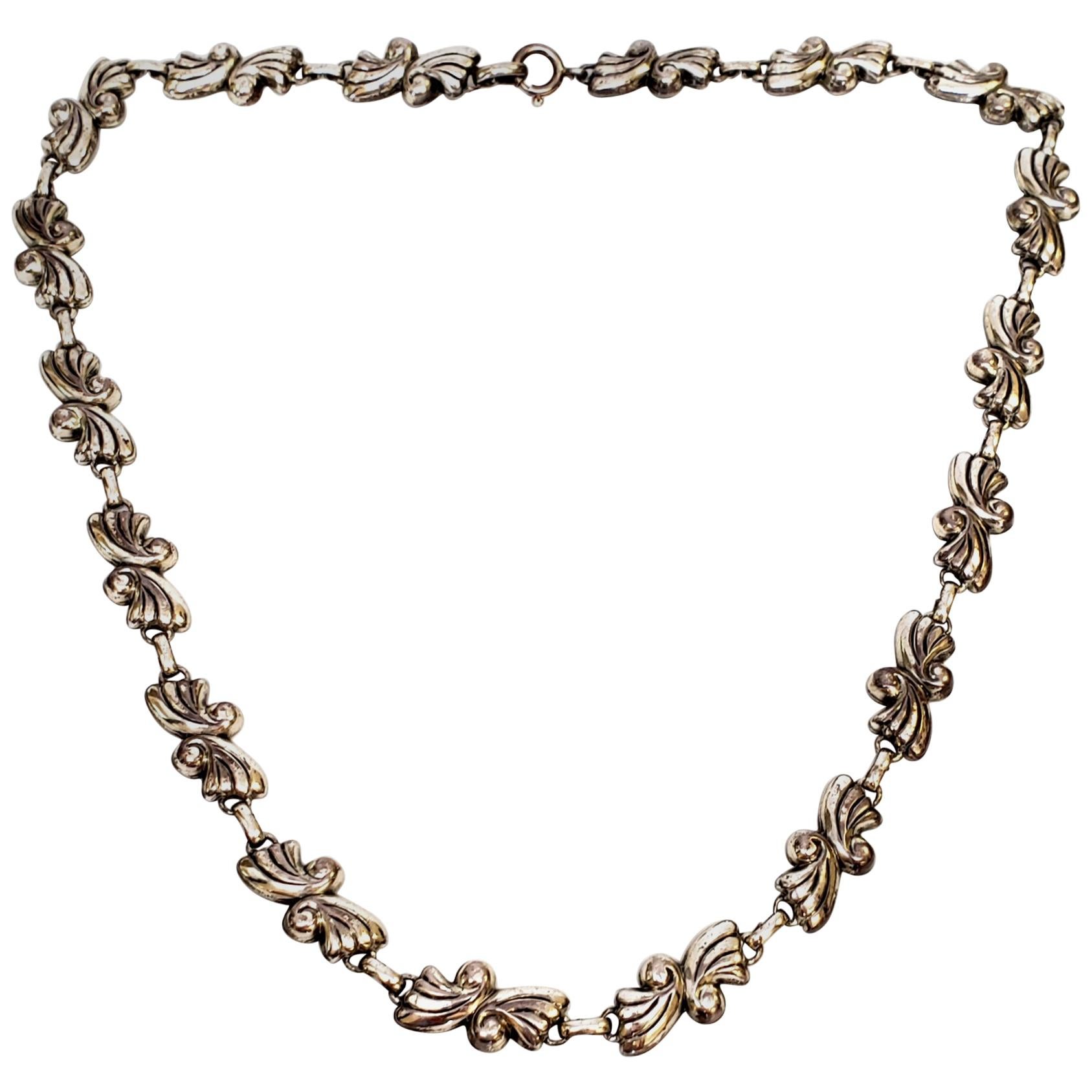 Sterling Silver Scroll Link Necklace at 1stDibs | scroll link chain
