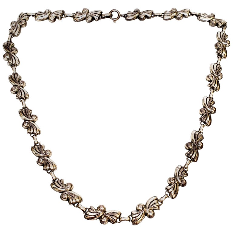 Sterling Silver Scroll Link Necklace at 1stDibs | scroll link chain