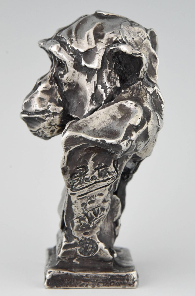 Sterling Silver Sculpture of a Chimpanzee Monkey by Erwin Peeters For ...