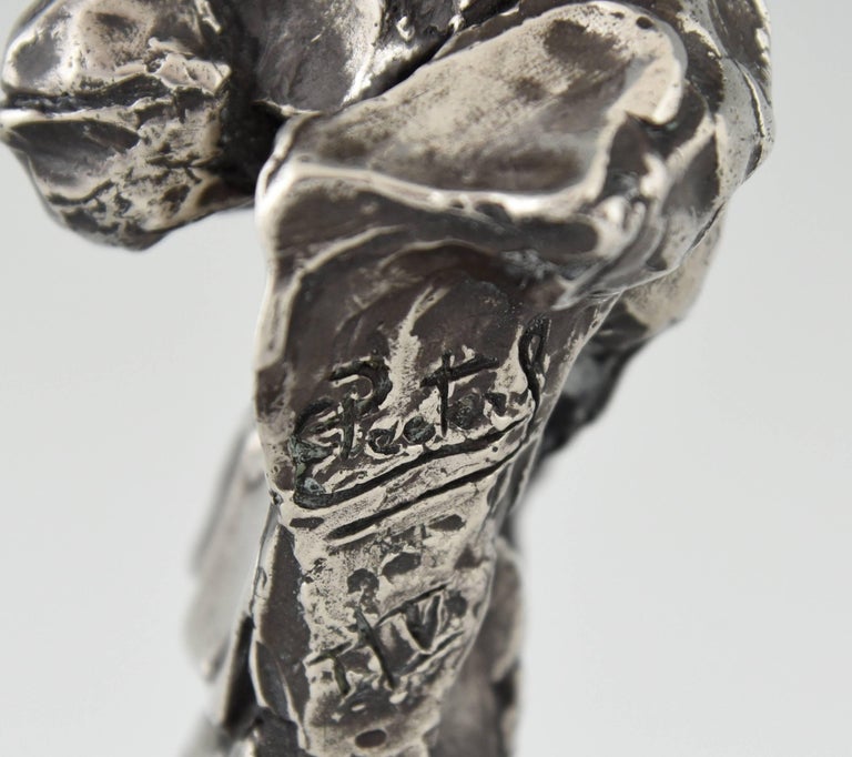 Sterling Silver Sculpture of a Chimpanzee Monkey by Erwin Peeters For ...