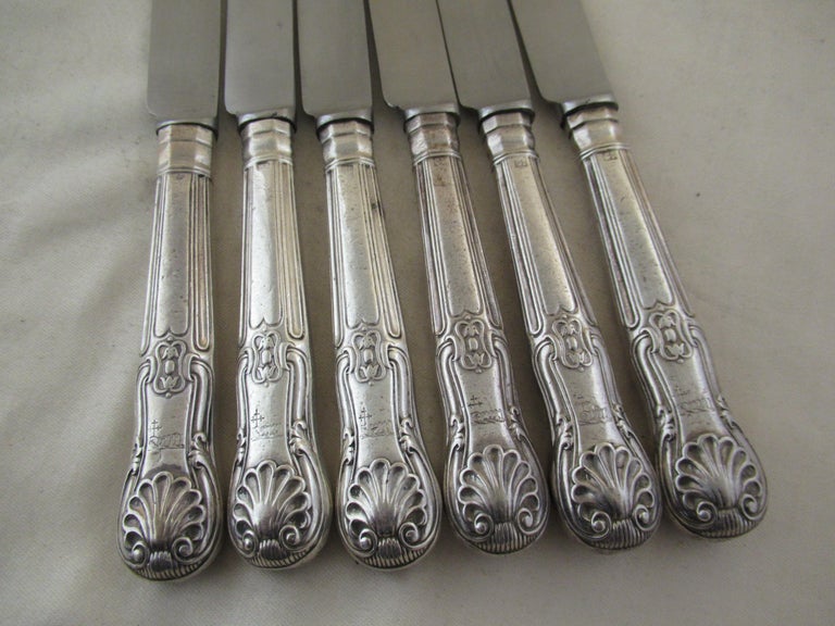 Sterling Silver Set of 6 Kings Pattern Dessert Knives Hallmarked ...