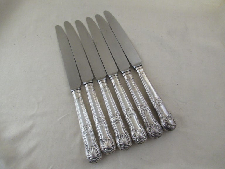 Sterling Silver Set of 6 Kings Pattern Dessert Knives Hallmarked ...