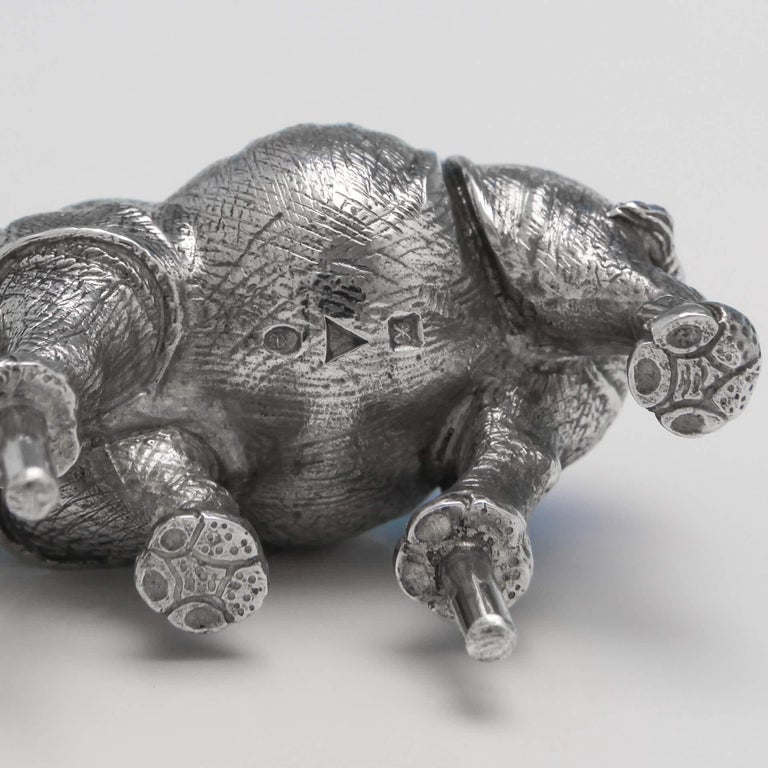 Sterling Silver Set of Three Rhinoceroses by Patrick Mavros in 1997 For ...
