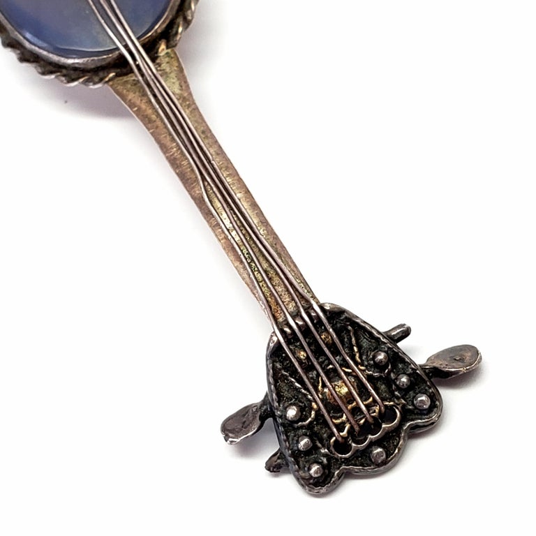 Sterling Silver Shamisen Japanese Guitar Pin / Brooch at 1stDibs