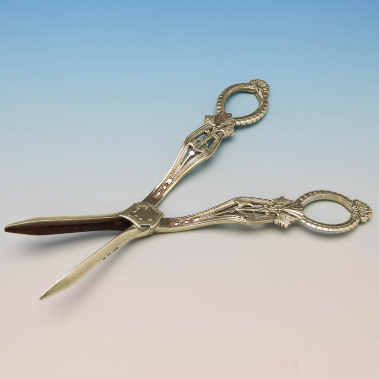 Decorative Victorian Antique Gilt Sterling Silver Silver Grape Shears ...