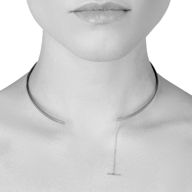 Sterling Silver Single Line Choker Necklace For Sale at 1stDibs