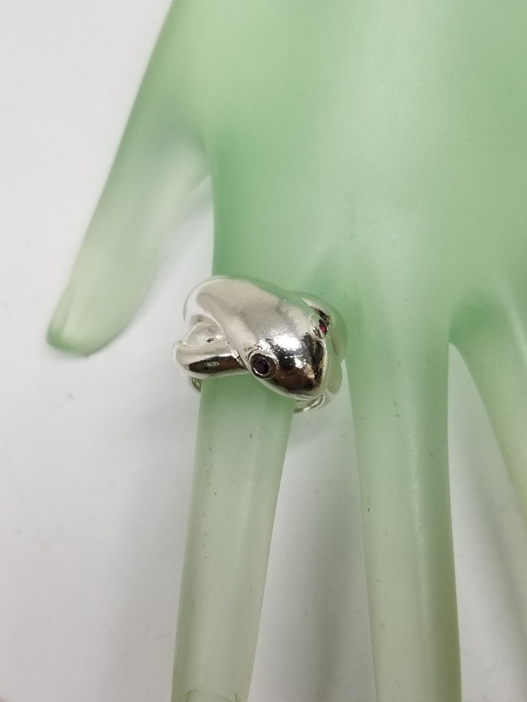 Sterling Silver "Snake" Ring with a Ruby Eye For Sale at 1stDibs
