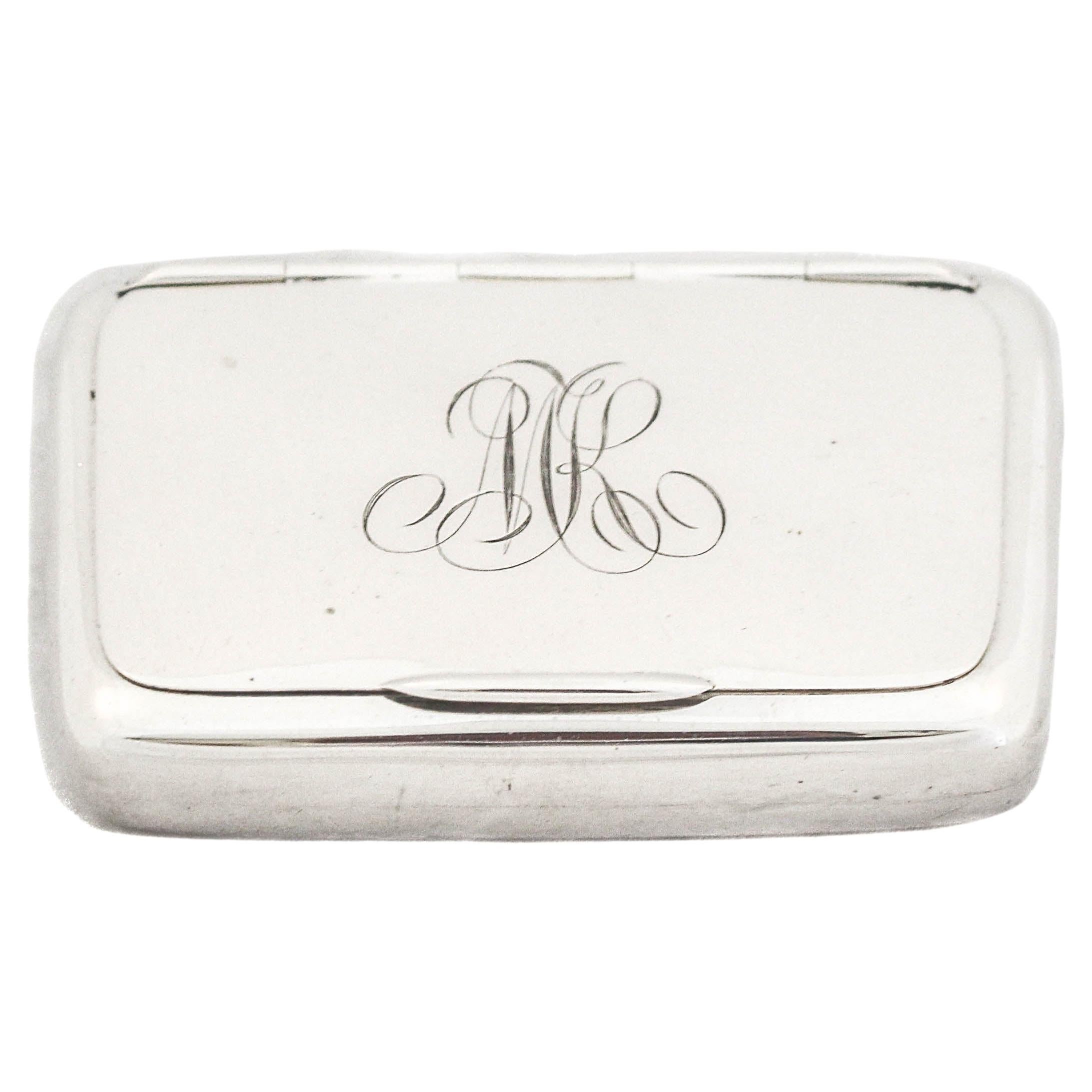 Antique sterling silver snuff box, Pictorial home scene For Sale at 1stDibs