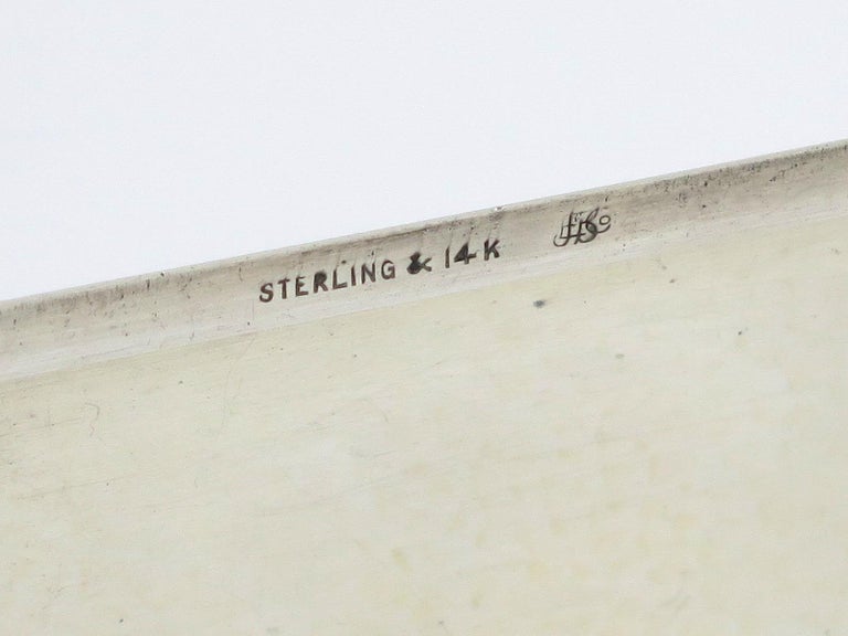 Sterling Silver Solid 14K Gold James E. Blake Co Antique Hammered Cigarette Case For Sale at 1stDibs