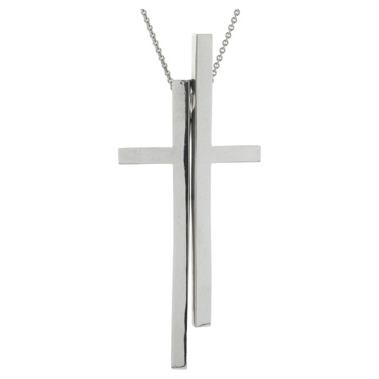 Sterling Silver Split Cross Necklace For Sale at 1stDibs