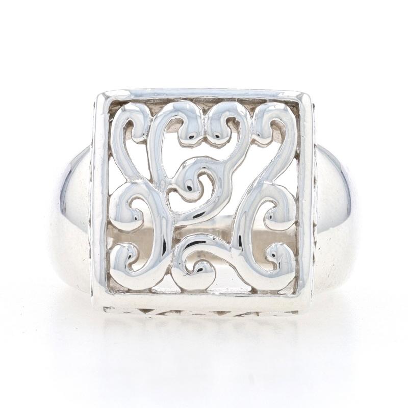 Sterling Silver Square Statement Ring - 925 Scrollwork For Sale at 1stDibs