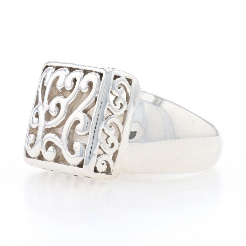 Sterling Silver Square Statement Ring - 925 Scrollwork For Sale at 1stDibs