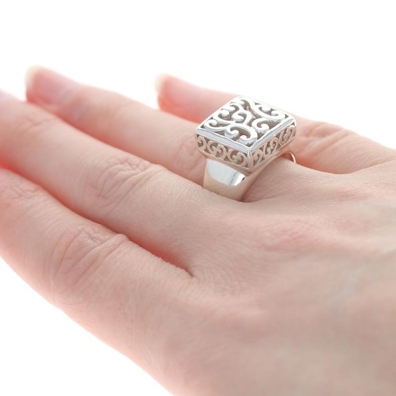 Sterling Silver Square Statement Ring - 925 Scrollwork For Sale at 1stDibs