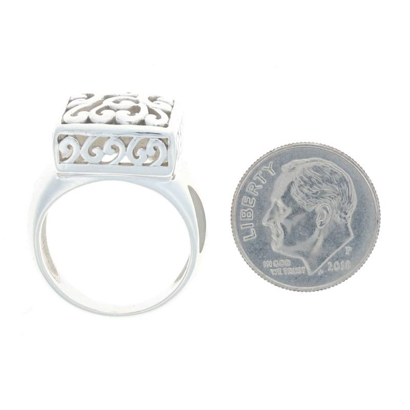 Sterling Silver Square Statement Ring - 925 Scrollwork For Sale at 1stDibs