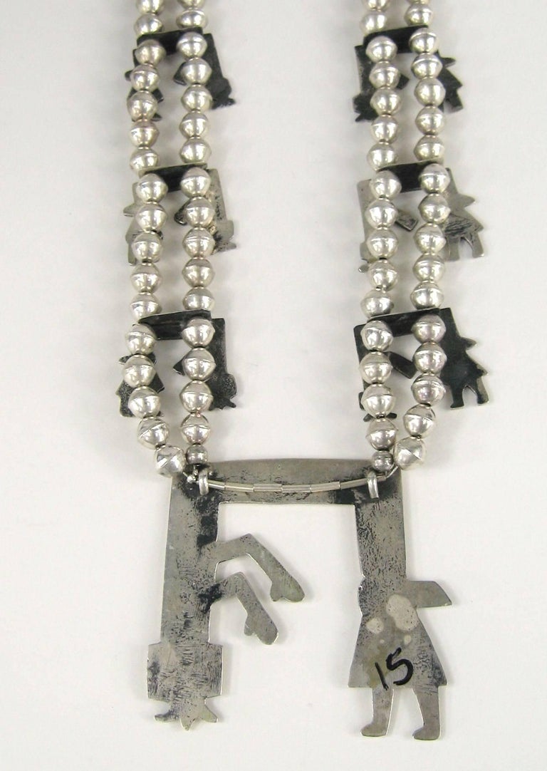 Sterling Silver Yei Squash Necklace Hopi Native American Sand Cast For ...