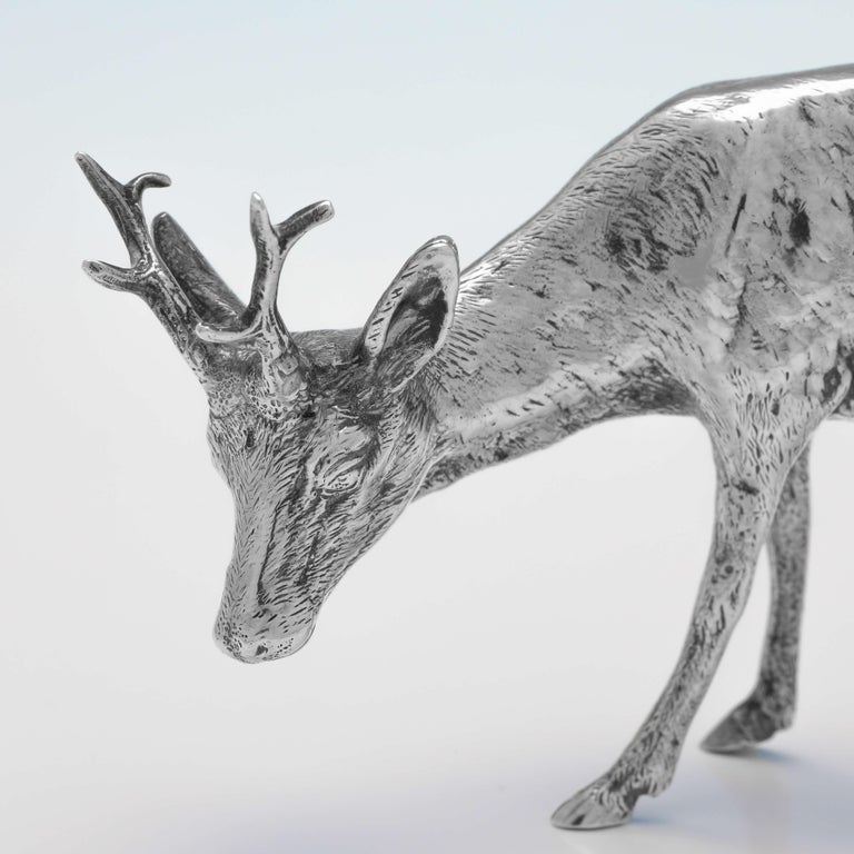 Cast Sterling Silver Models of a Stag and Doe - Marked London 1938 - I ...
